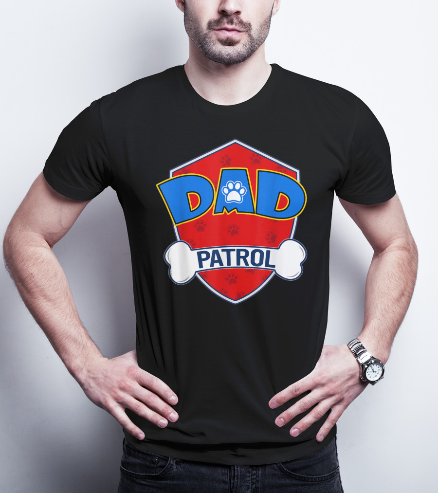 Dad Patrol Paw Print Shield T-Shirt