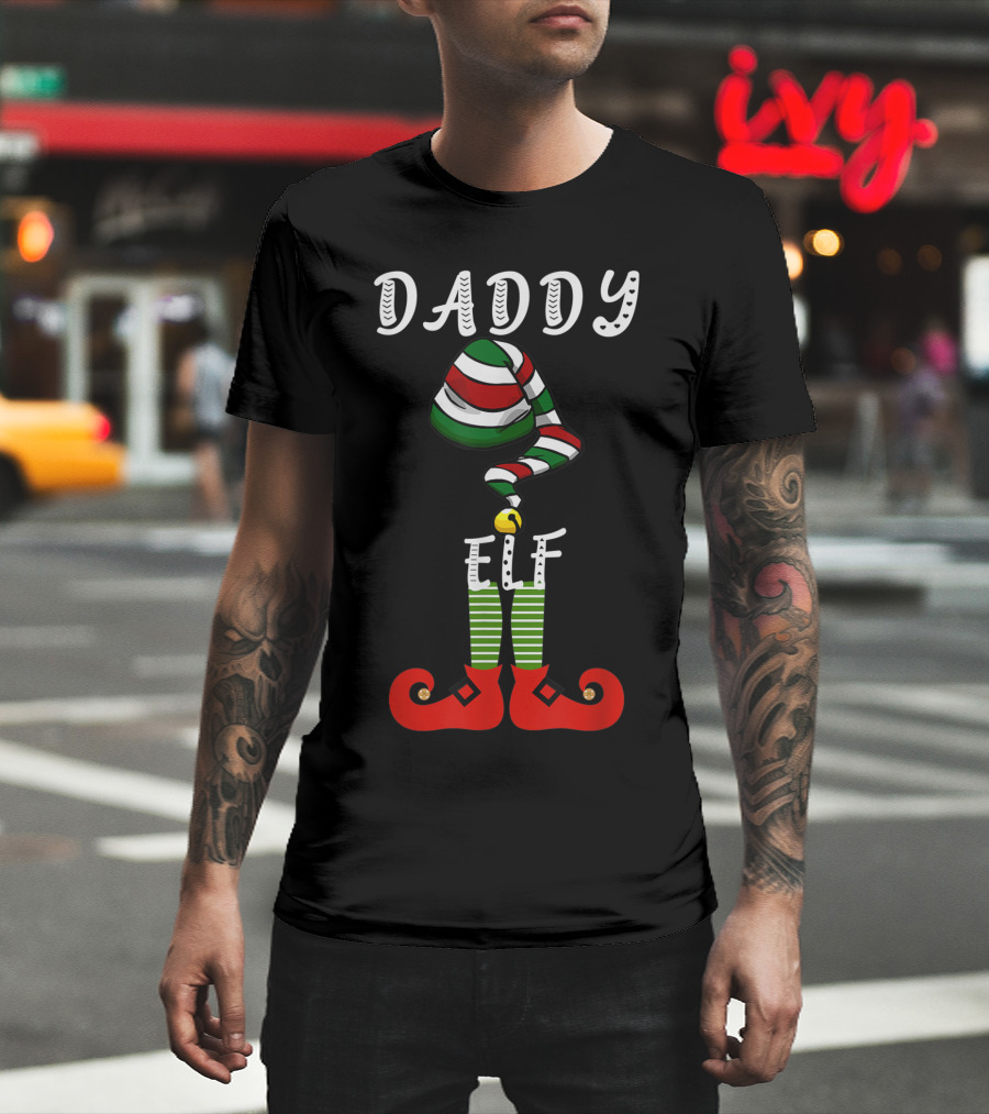 Daddy Elf Festive Family Christmas Holiday Group T-Shirt