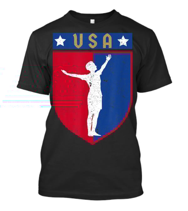 USA Distressed Red White Blue Soccer Emblem T-Shirt