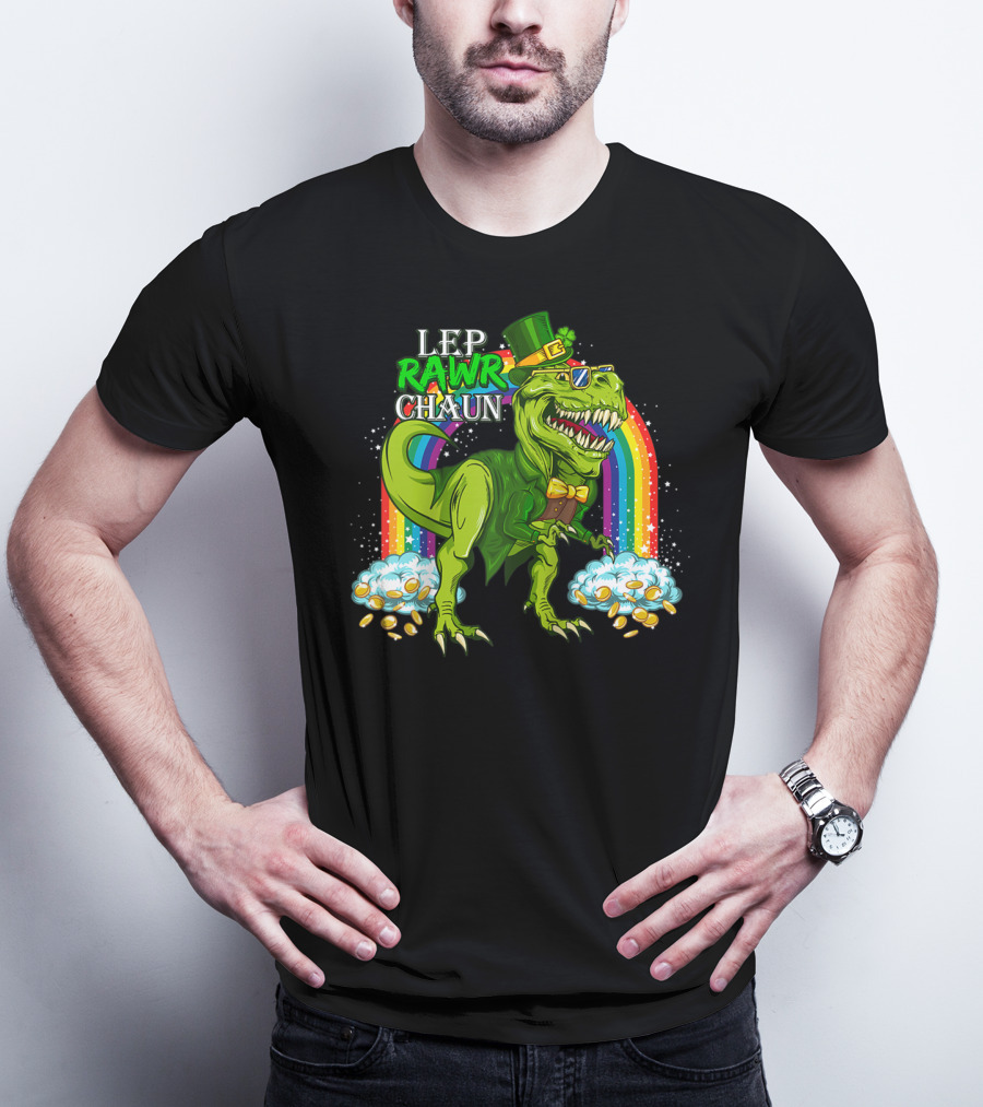 LEP RAWR CHAUN T-Rex Rainbow Coins T-Shirt