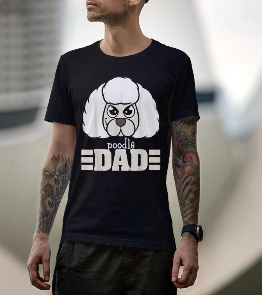 Poodle Dad Face Graphic With Text T-Shirt
