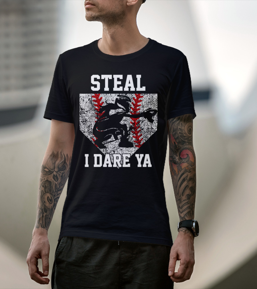 Steal I Dare Ya Girls Softball Catcher T-Shirt