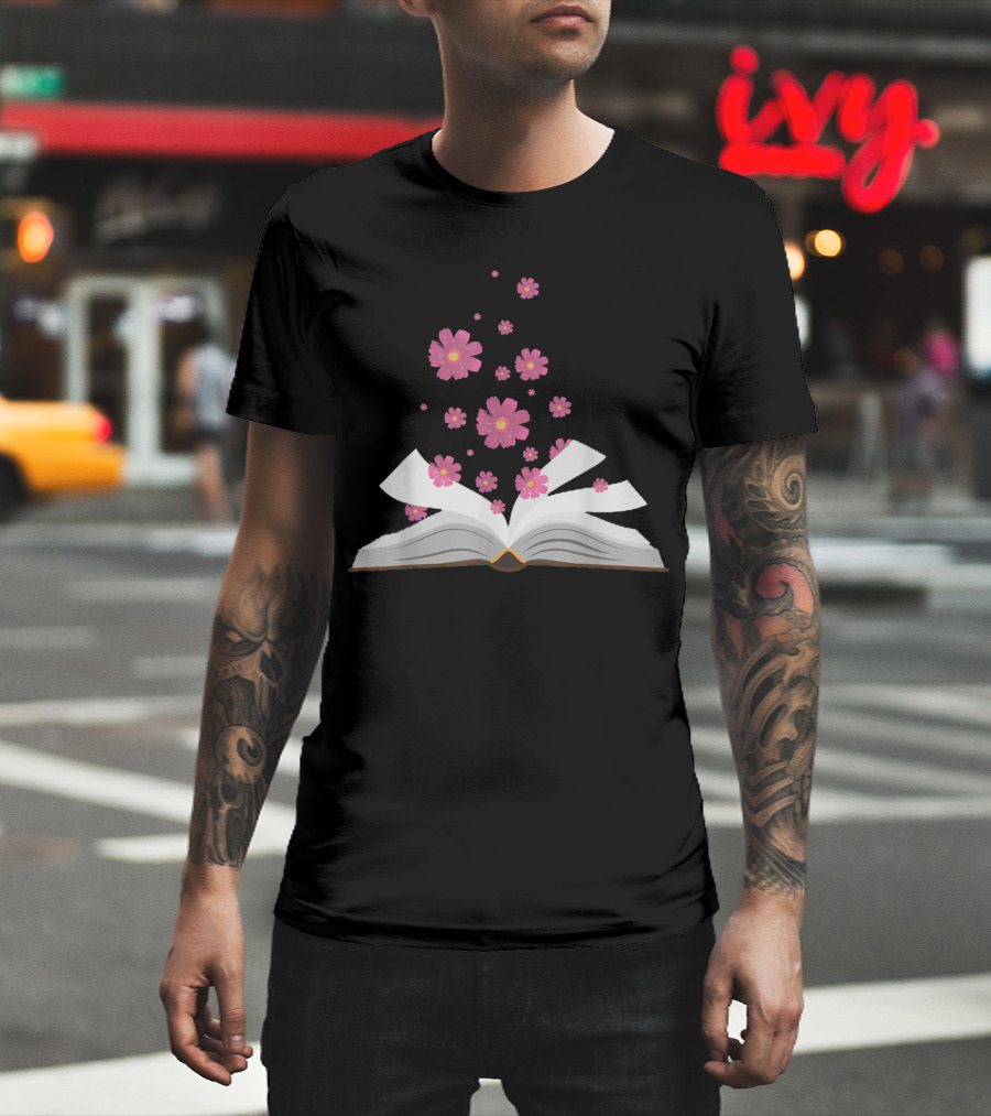 I Love The Aroma Of The Paper Reading With Blossoming Open Book And Floating Flowers T-Shirt
