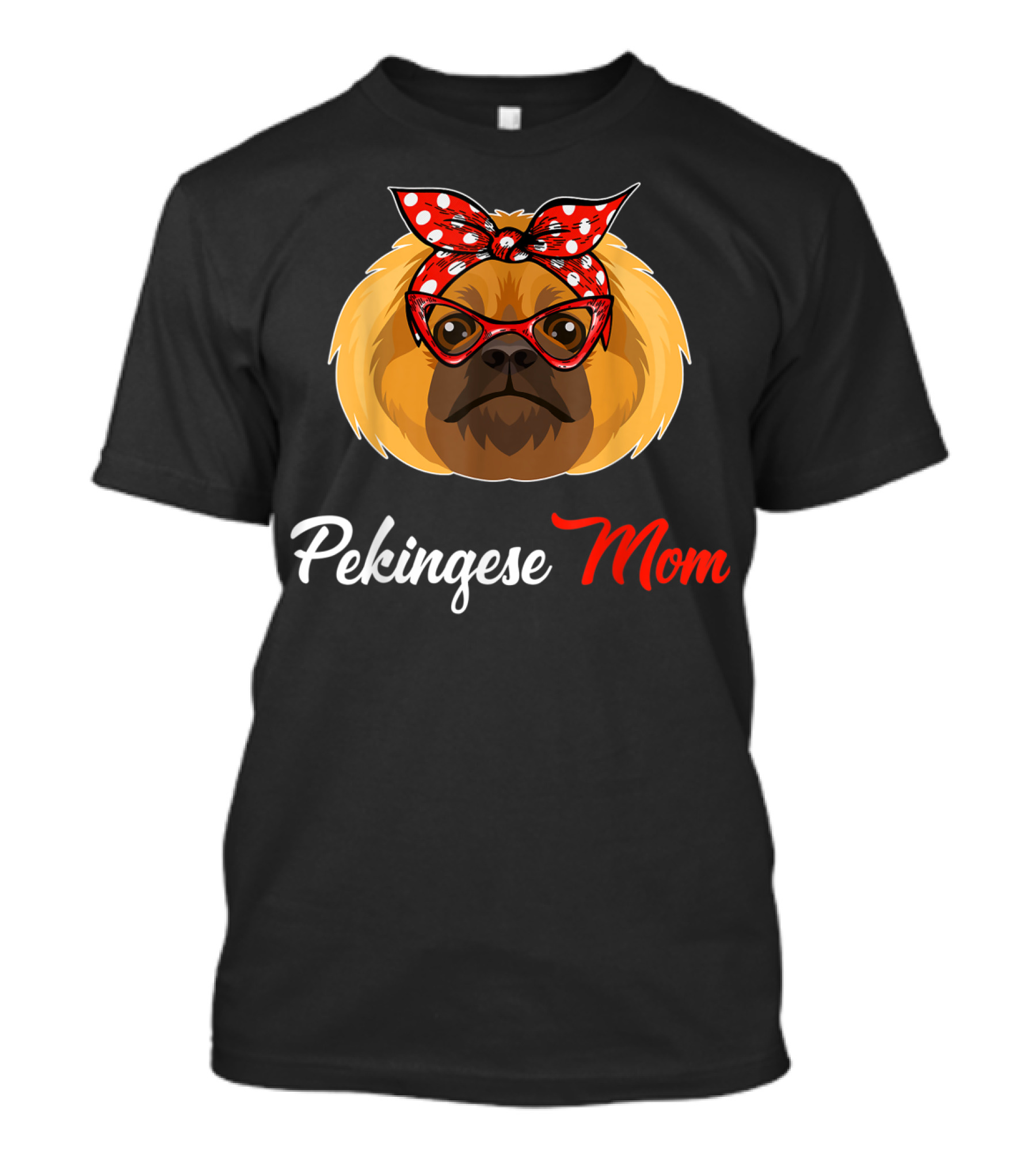 Pekingese Mom With Bandana And Glasses T-Shirt