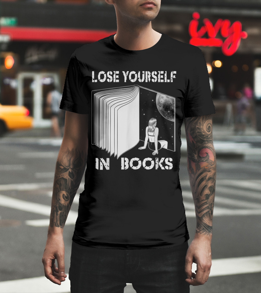 Lose Yourself In Books Reading Galaxy Escape Moon T-Shirt