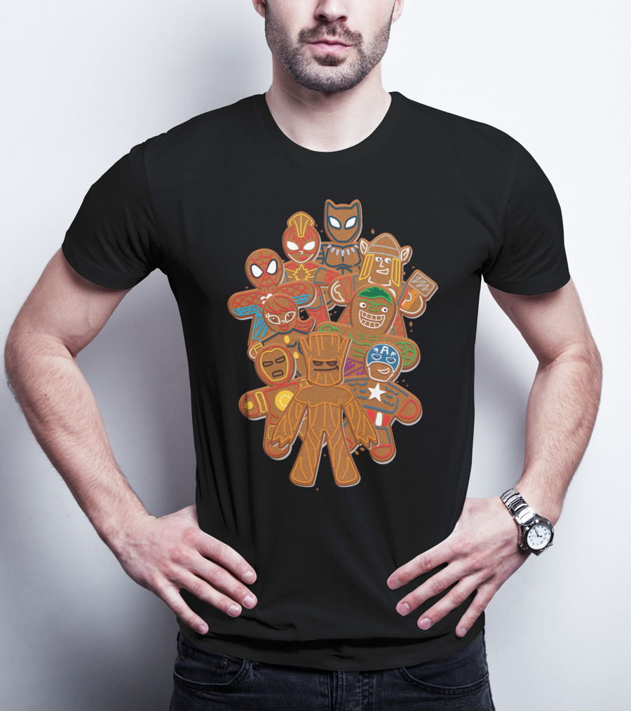 Marvel Avengers Superhero Gingerbread Cookie Cluster T-Shirt