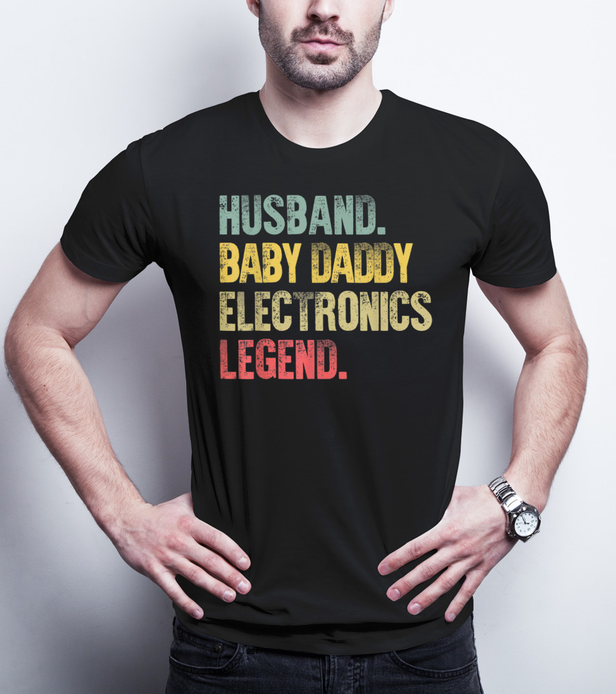 Husband Baby Daddy Electronics Legend Mens Funny Vintage T-Shirt