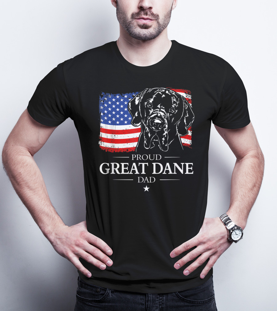 Proud Great Dane Dad With American Flag T-Shirt