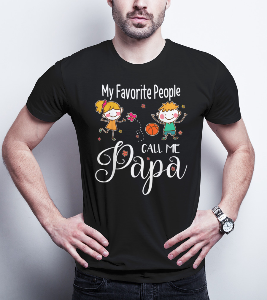 My Favorite People Call Me Papa With Kids And Basketball T-Shirt