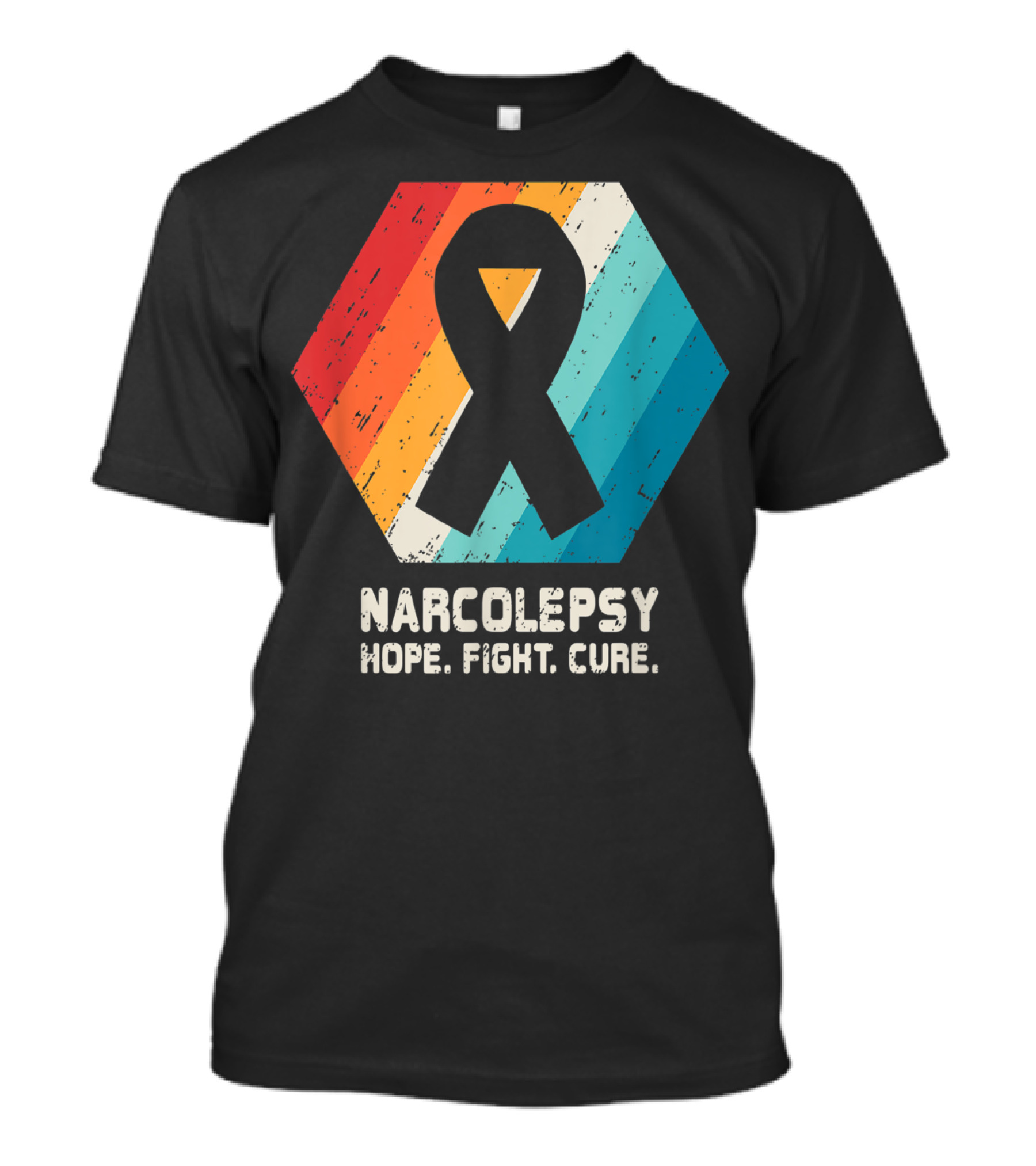 Narcolepsy Hope Fight Cure Ribbon Retro Awareness T-Shirt