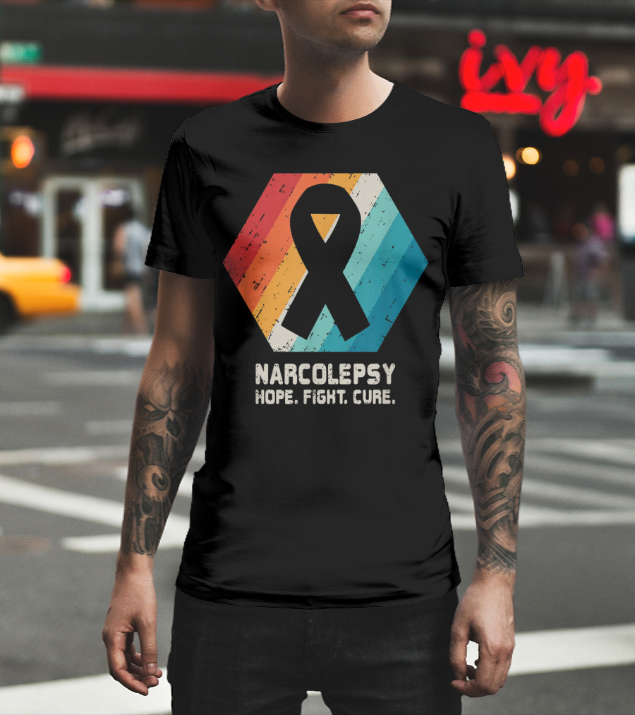 Narcolepsy Hope Fight Cure Ribbon Retro Awareness T-Shirt