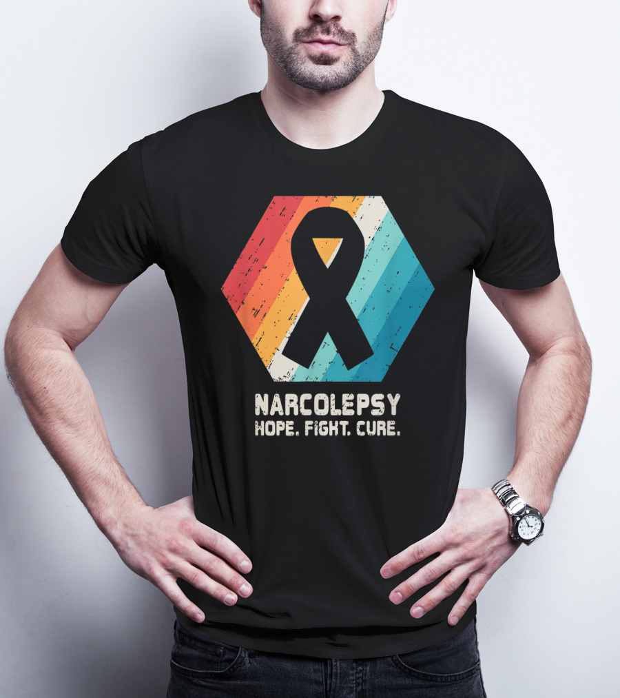 Narcolepsy Hope Fight Cure Ribbon Retro Awareness T-Shirt