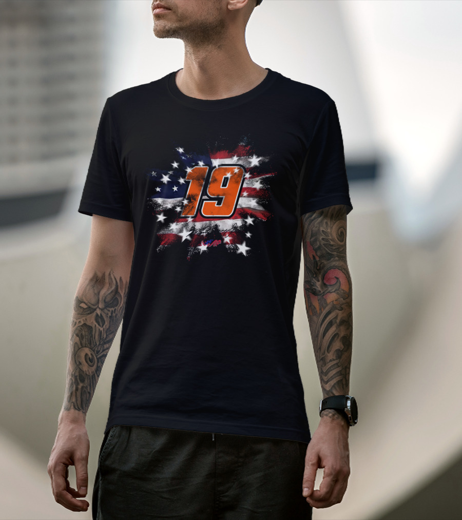 Nascar 19 Martin Truex Jr American Flag Fireworks T-Shirt
