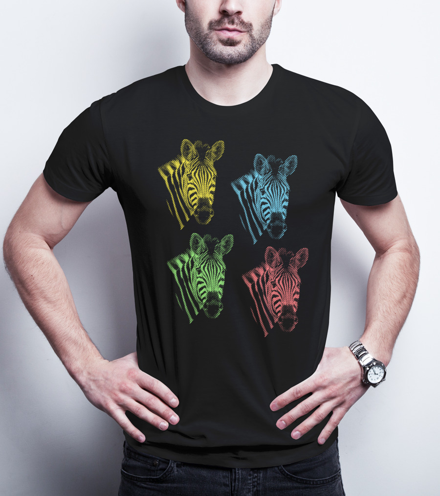 Four Colorful Zebra Pop Art Portraits T-Shirt