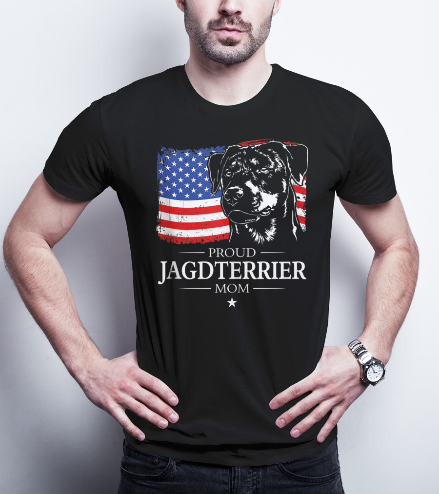Proud Jagdterrier Mom American Flag T-Shirt