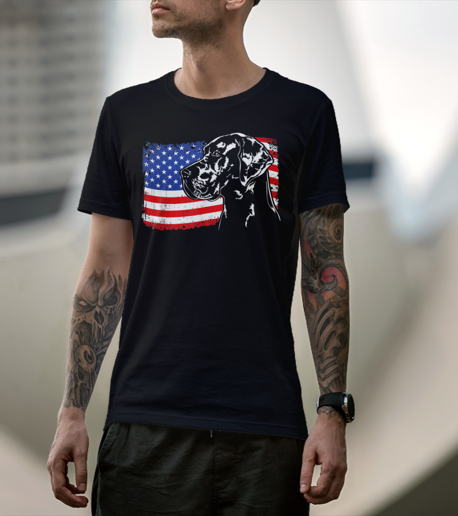 Great Dane American Flag Patriotic Pride T-Shirt