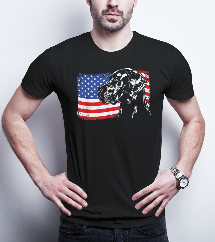Great Dane American Flag Patriotic Pride T-Shirt