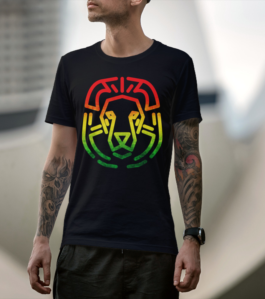 Rasta Flag Reggae Lion Jamaica Geometric T-Shirt