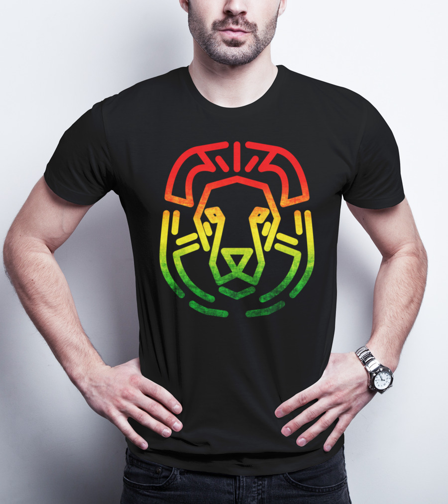 Rasta Flag Reggae Lion Jamaica Geometric T-Shirt