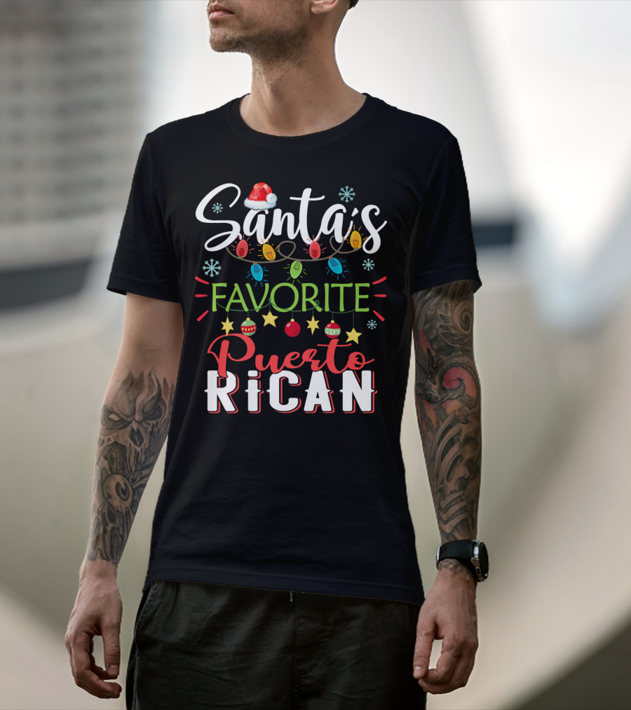 Santa's Favorite Puerto Rican Christmas Lights Festive T-Shirt