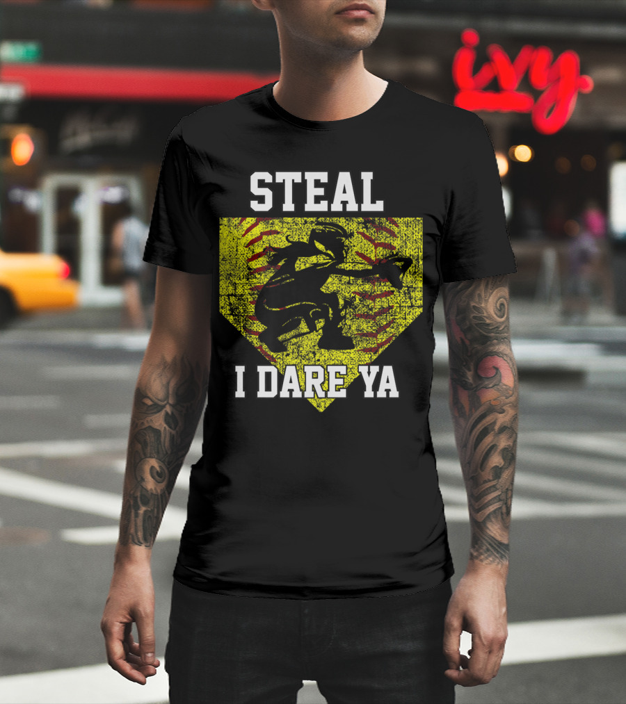 Steal I Dare Ya Softball Catcher Player T-Shirt