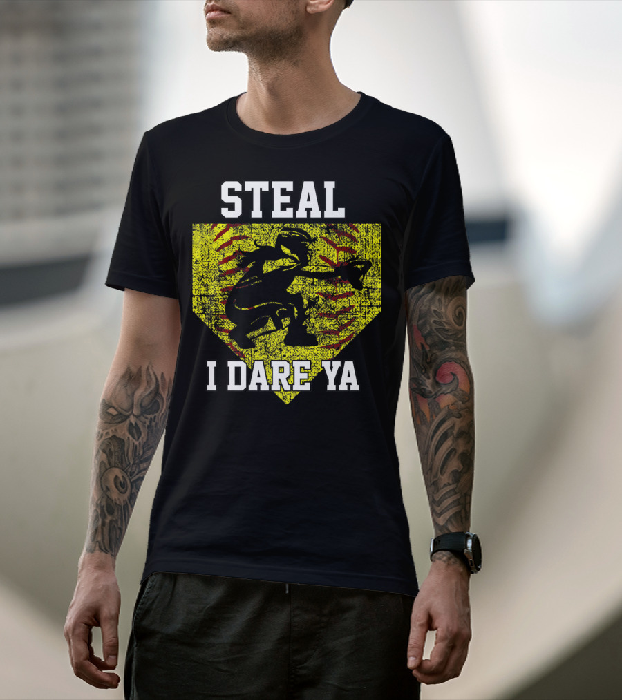 Steal I Dare Ya Softball Catcher Player T-Shirt