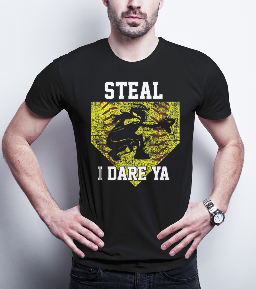 Steal I Dare Ya Softball Catcher Player T-Shirt