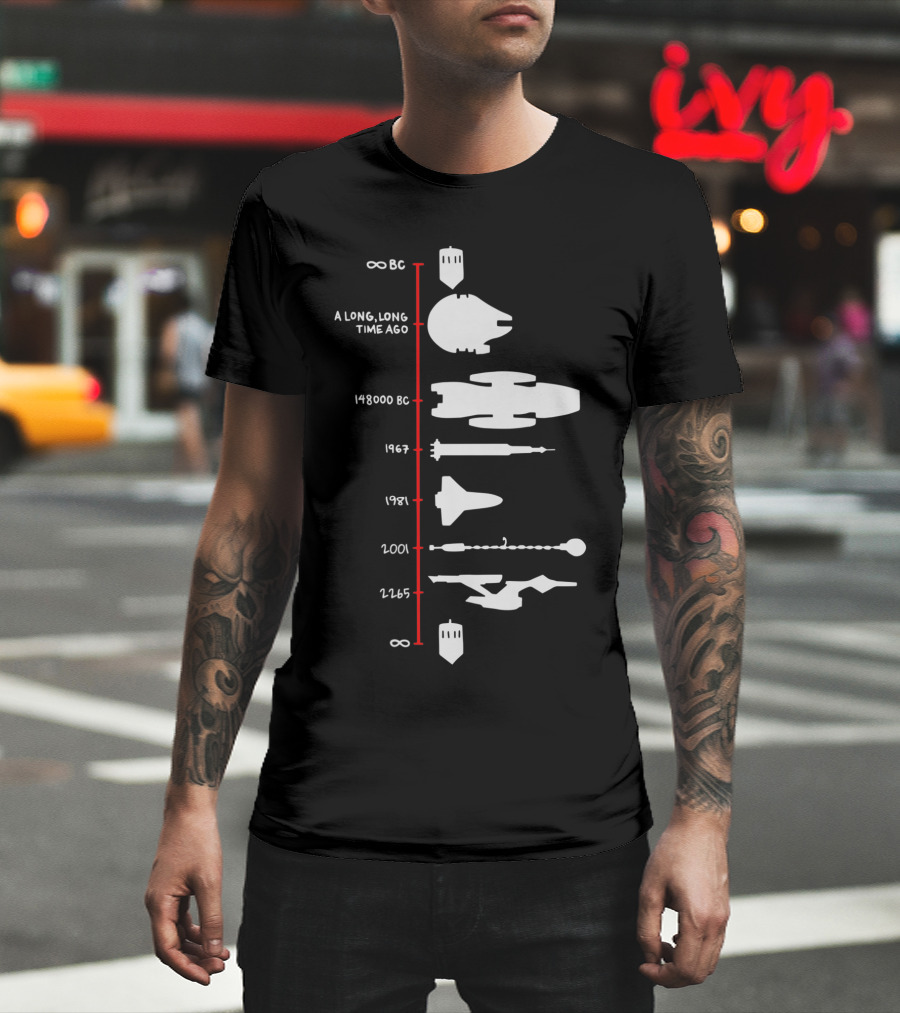 A Long, Long Time Ago Spaceship Timeline Science Fiction Rocket T-Shirt