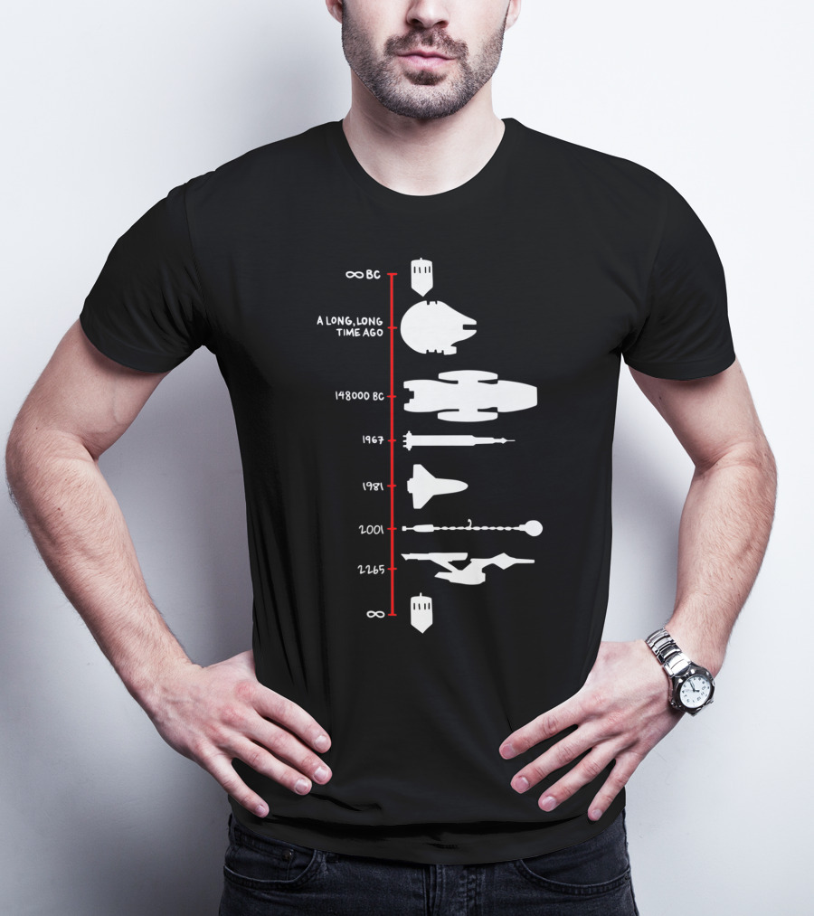 A Long, Long Time Ago Spaceship Timeline Science Fiction Rocket T-Shirt