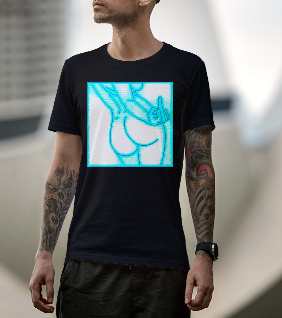 The Finger Middle Gesture Neon Outline T-Shirt