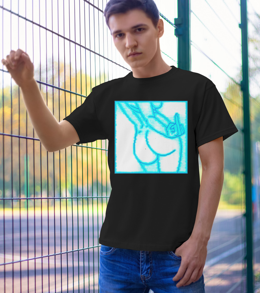 The Finger Middle Gesture Neon Outline T-Shirt