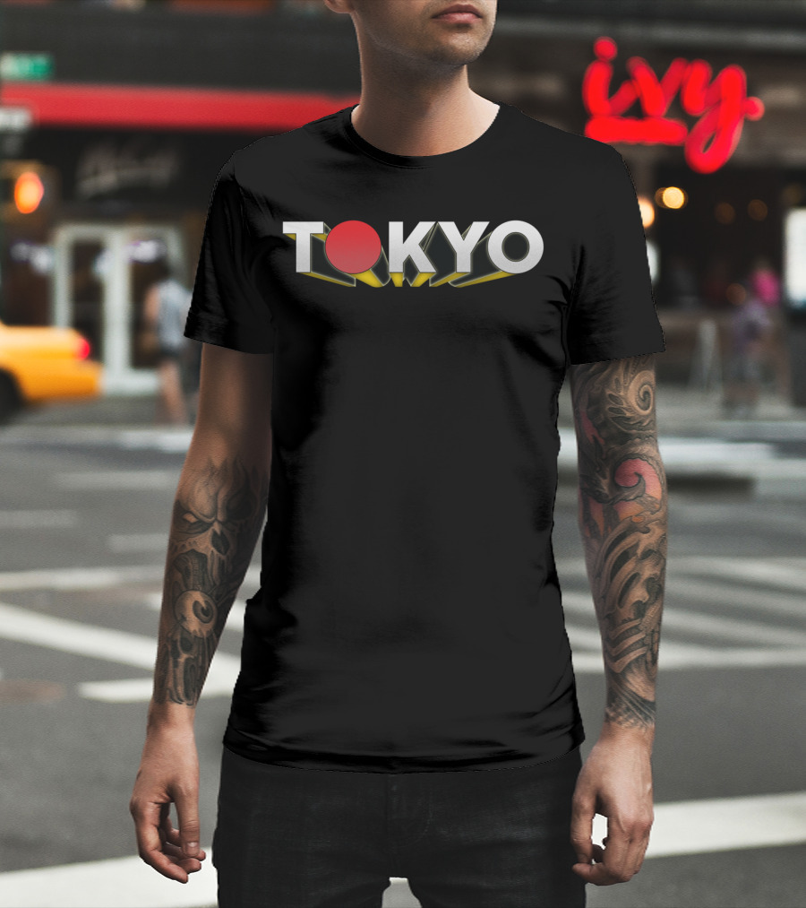 Tokyo Japan Red Circle Dimensional Text T-Shirt