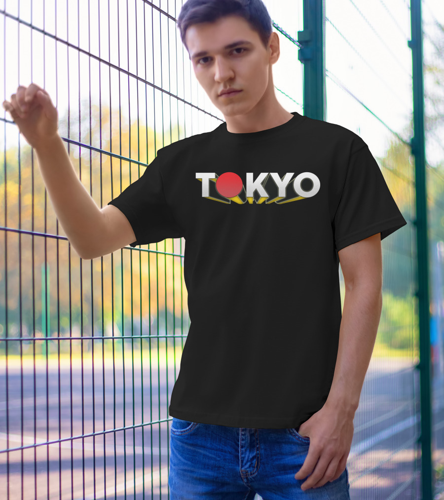 Tokyo Japan Red Circle Dimensional Text T-Shirt