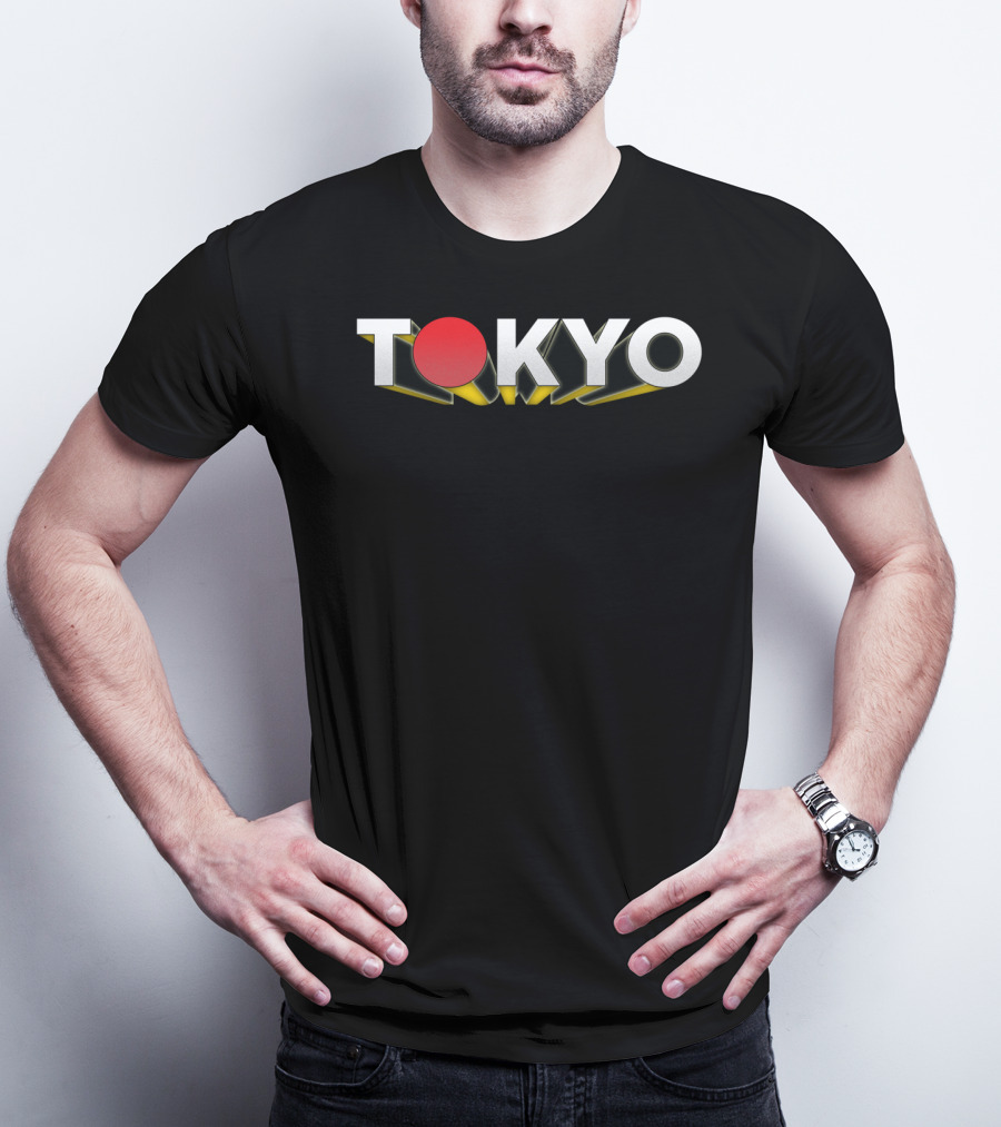 Tokyo Japan Red Circle Dimensional Text T-Shirt