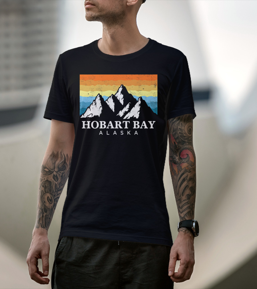 Hobart Bay Alaska Mountain Retro Vintage Landscape T-Shirt