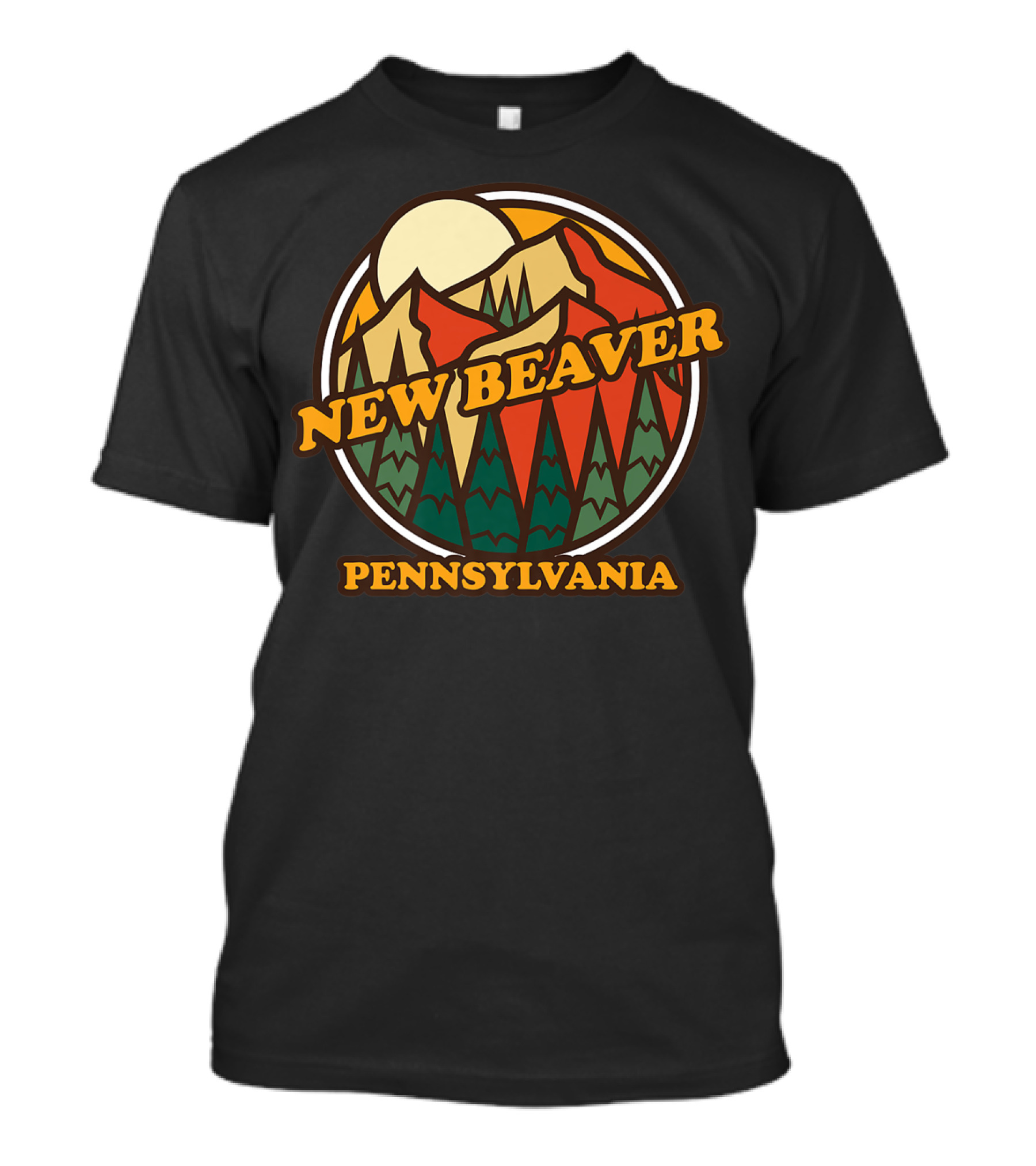 New Beaver Pennsylvania Retro Mountain Sunset Scene T-Shirt
