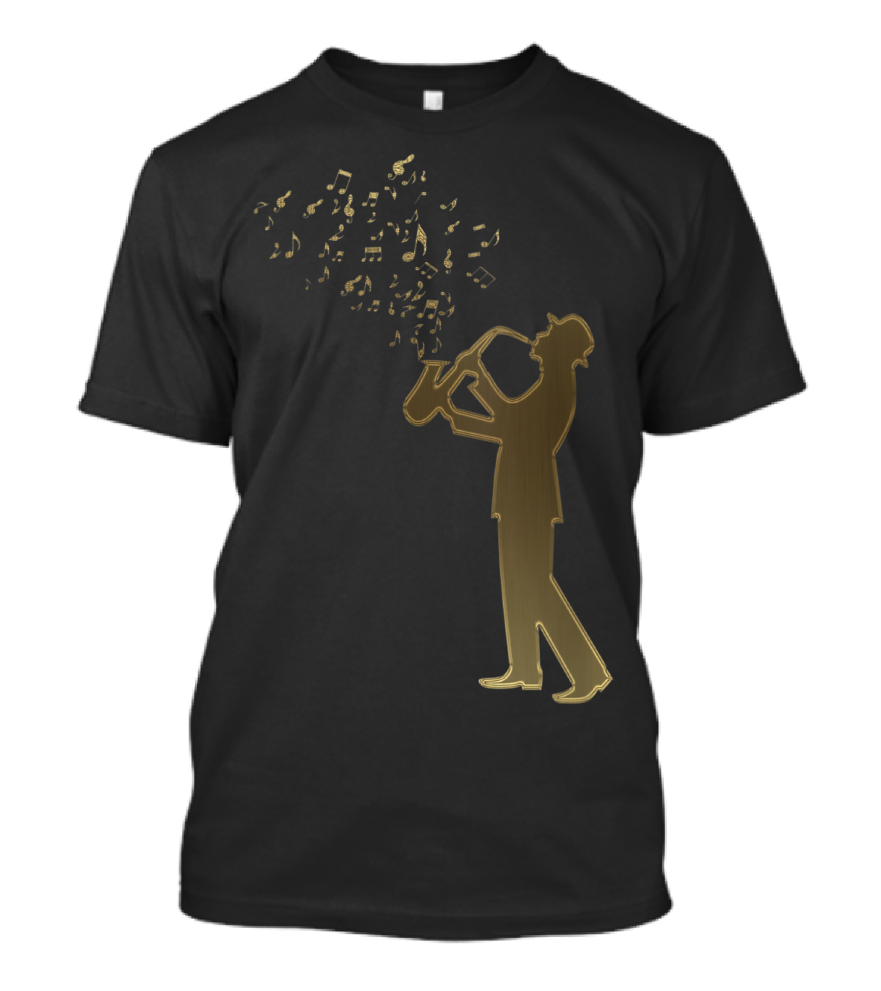 Awesome Jazz Music Silhouette Musical Notes T-Shirt