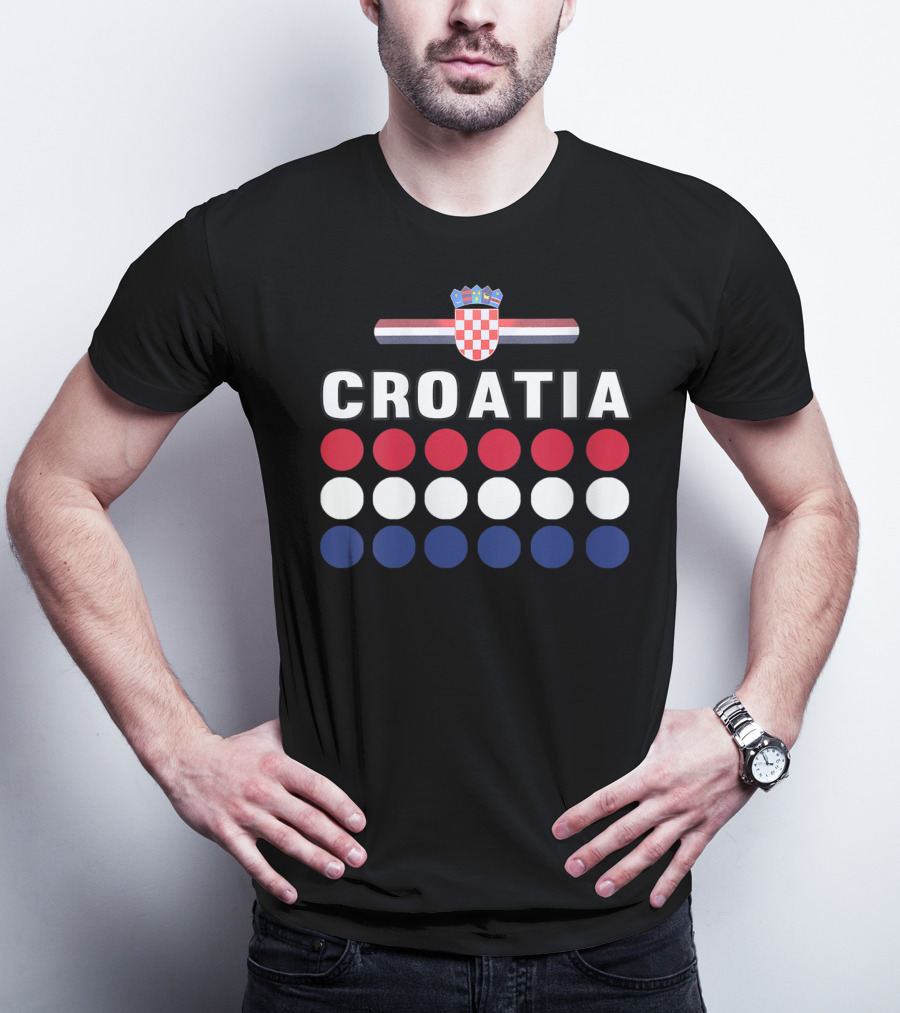 Croatia National Pride Croatian Flag Colors Checkerboard Crest T-Shirt