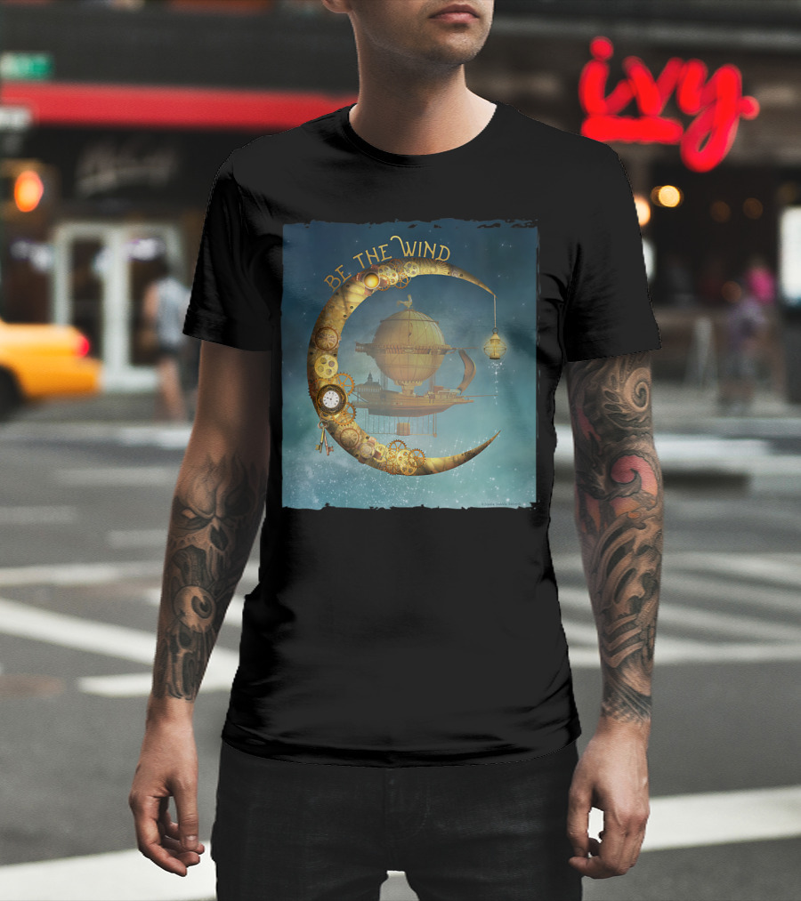Be The Wind Fantasy Airship Steampunk Moon Gears T-Shirt