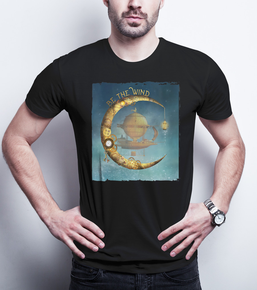 Be The Wind Fantasy Airship Steampunk Moon Gears T-Shirt