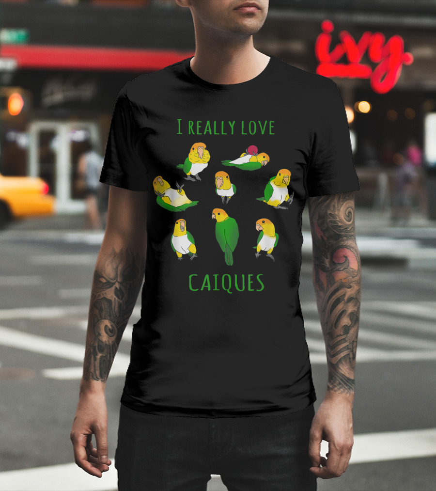 I Really Love Caiques Parrot Lovers Doodle T-Shirt