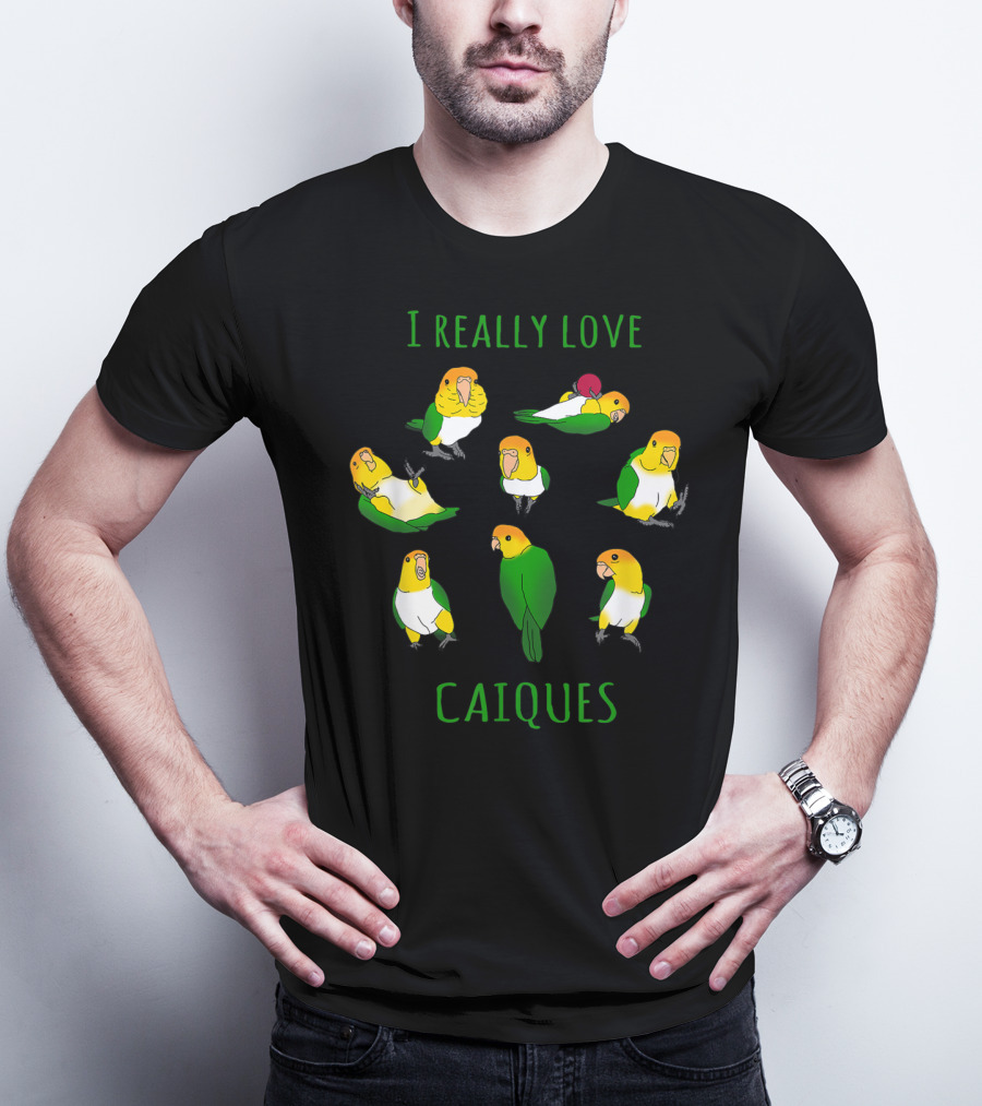 I Really Love Caiques Parrot Lovers Doodle T-Shirt