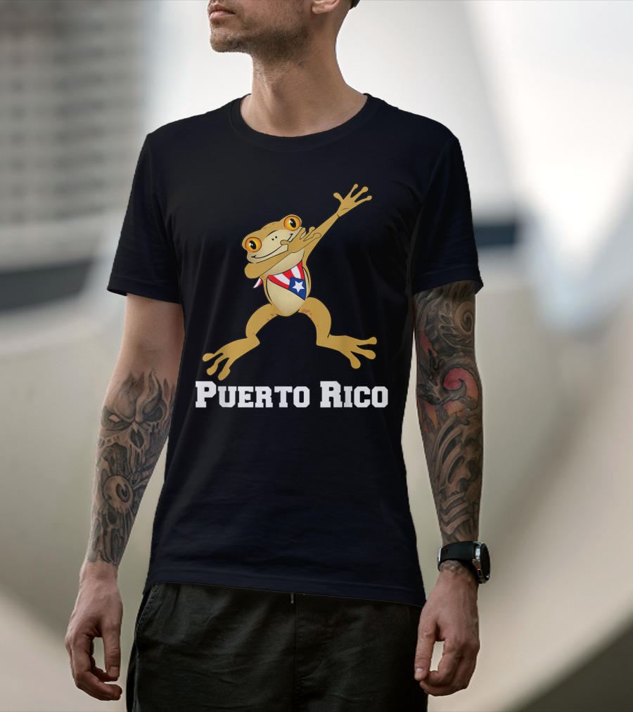 Dabbing Coqui Frog Puerto Rico Flag T-Shirt