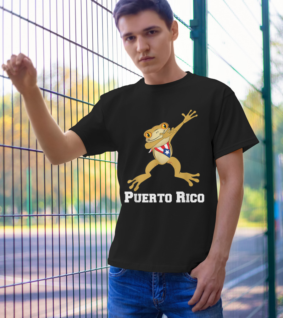 Dabbing Coqui Frog Puerto Rico Flag T-Shirt