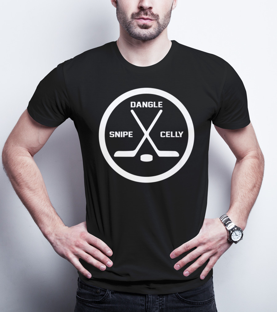 Dangle Snipe Celly Hockey Two Crossed Sticks And Puck Circle T-Shirt