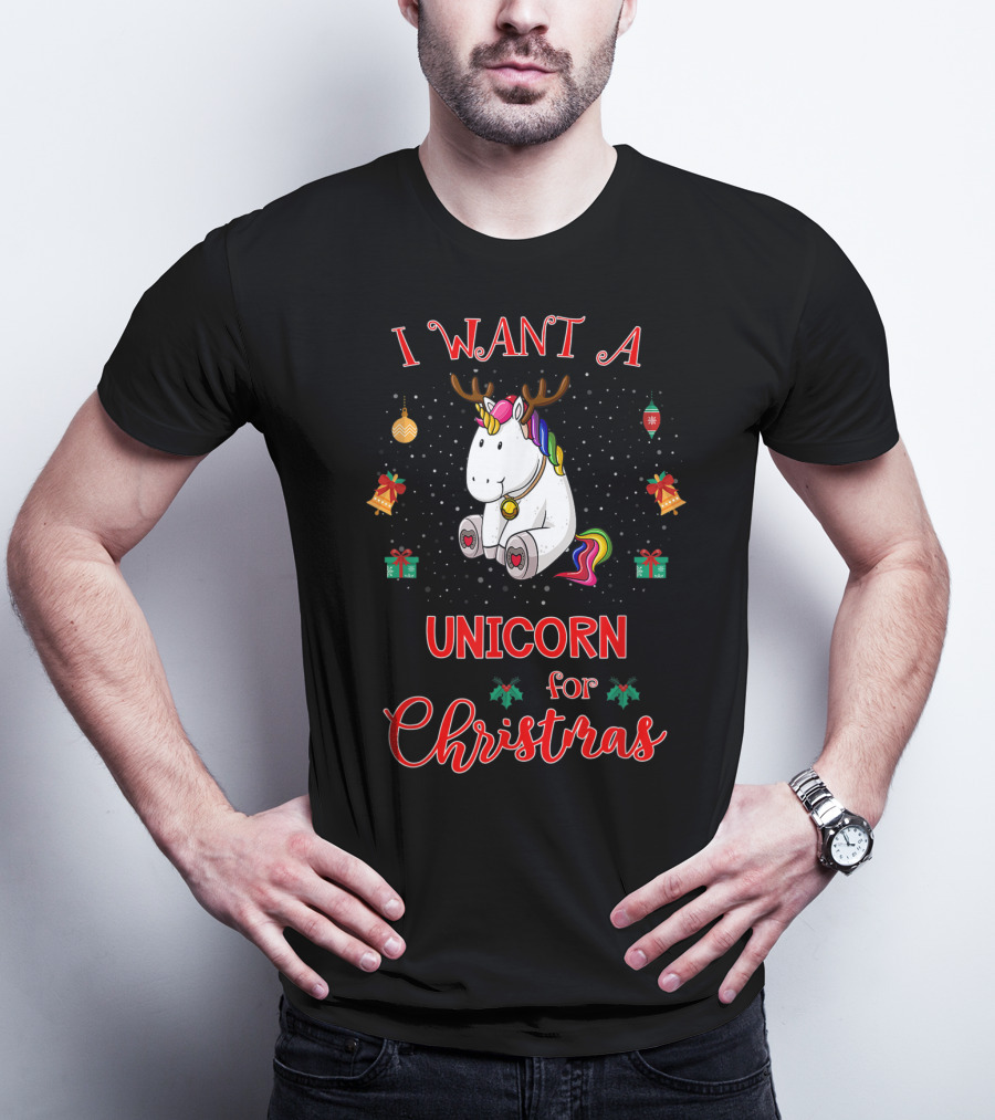 I Want A Unicorn For Christmas Funny Unicorn Xmas Pajama T-Shirt