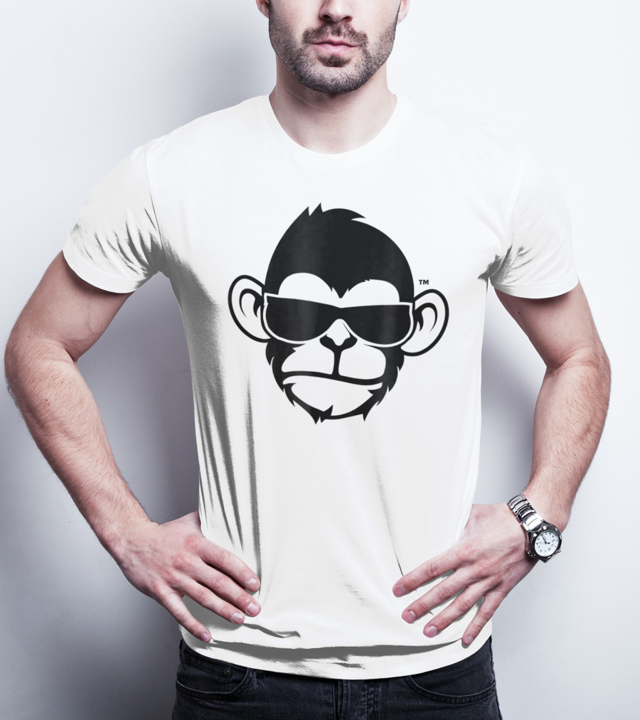 Fuzewear Monkey Face Sunglasses Cool Black T-Shirt