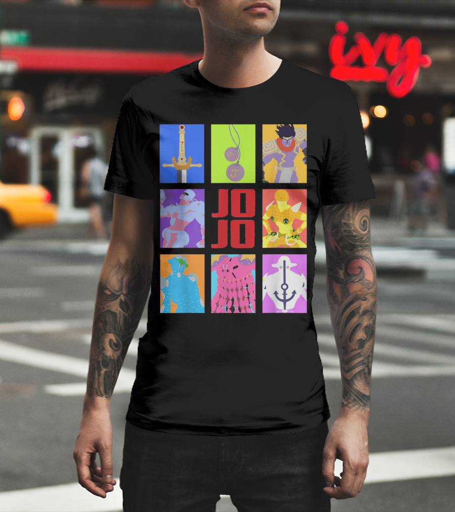 JOJO's Bizarre Adventure Iconic Character And Stand Panels Collection T-Shirt