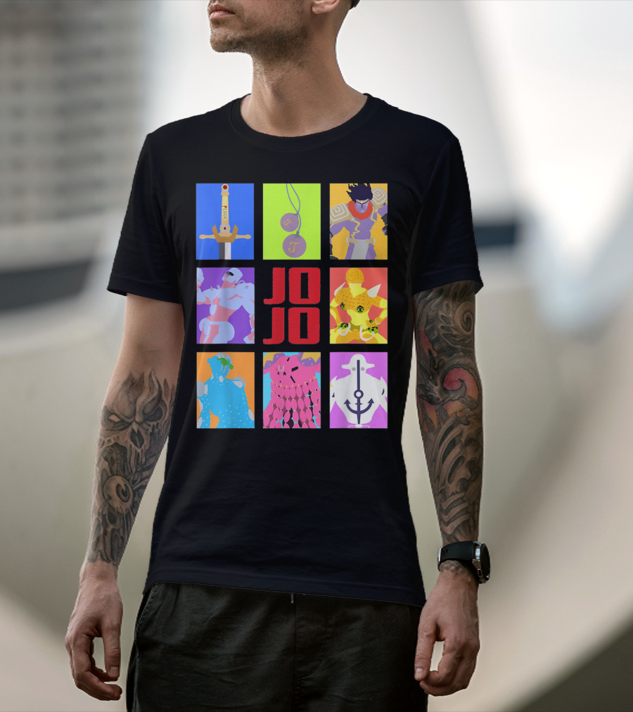 JOJO's Bizarre Adventure Iconic Character And Stand Panels Collection T-Shirt