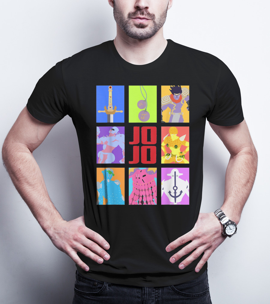 JOJO's Bizarre Adventure Iconic Character And Stand Panels Collection T-Shirt
